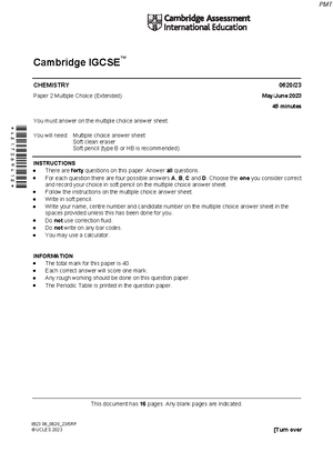 Chemistry 0620/42 - Paper 4 Theory (Extended) February/March 2025 - Studocu