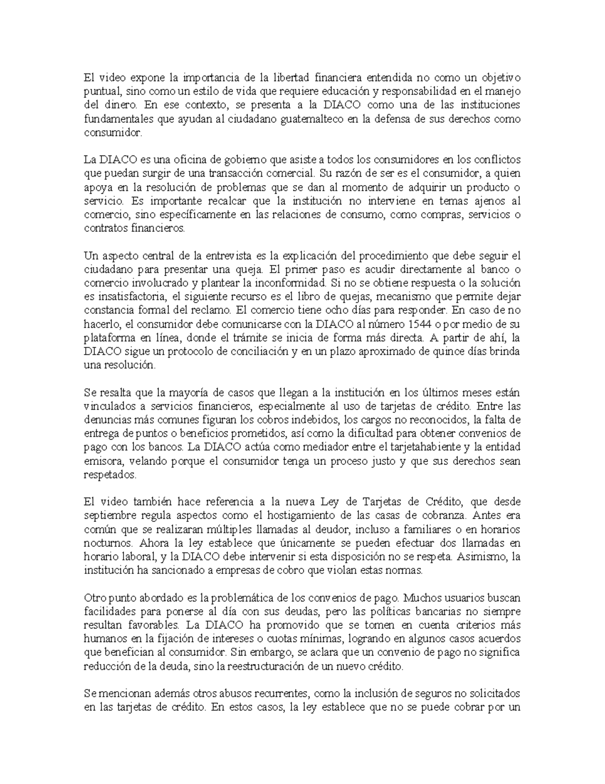 La DIACO en Guatemala: Importancia y Procedimientos de Quejas - Studocu