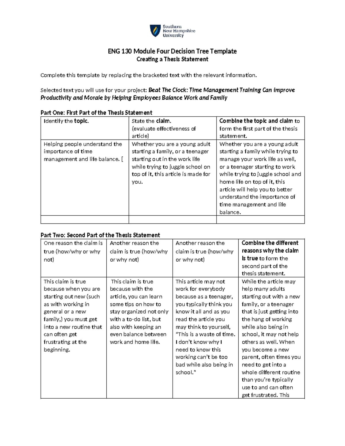 ENG 130 Module Four Jordon - ENG 130 Module Four Decision Tree Template ...