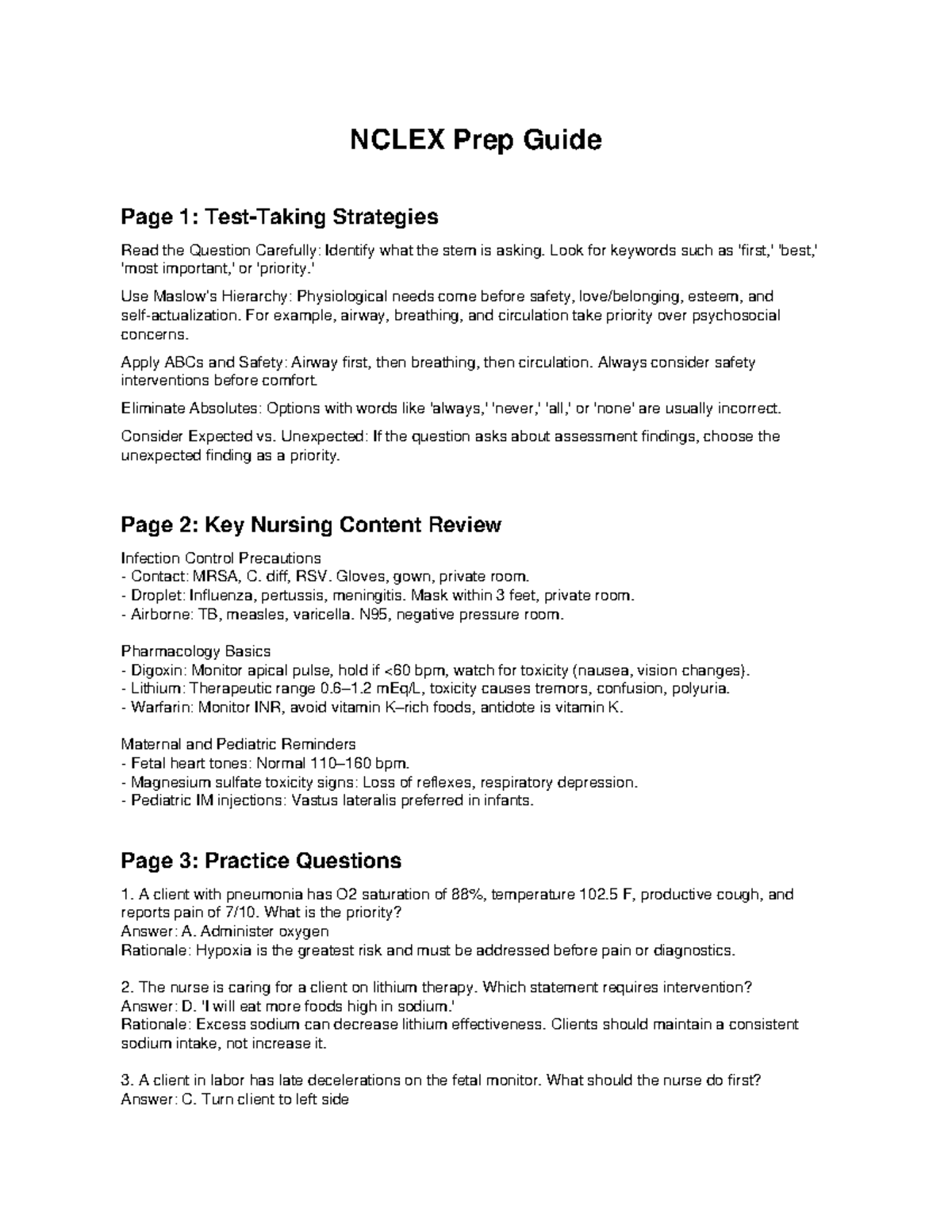 NCLEX Prep Guide: Key Strategies and Nursing Content Review - Studocu
