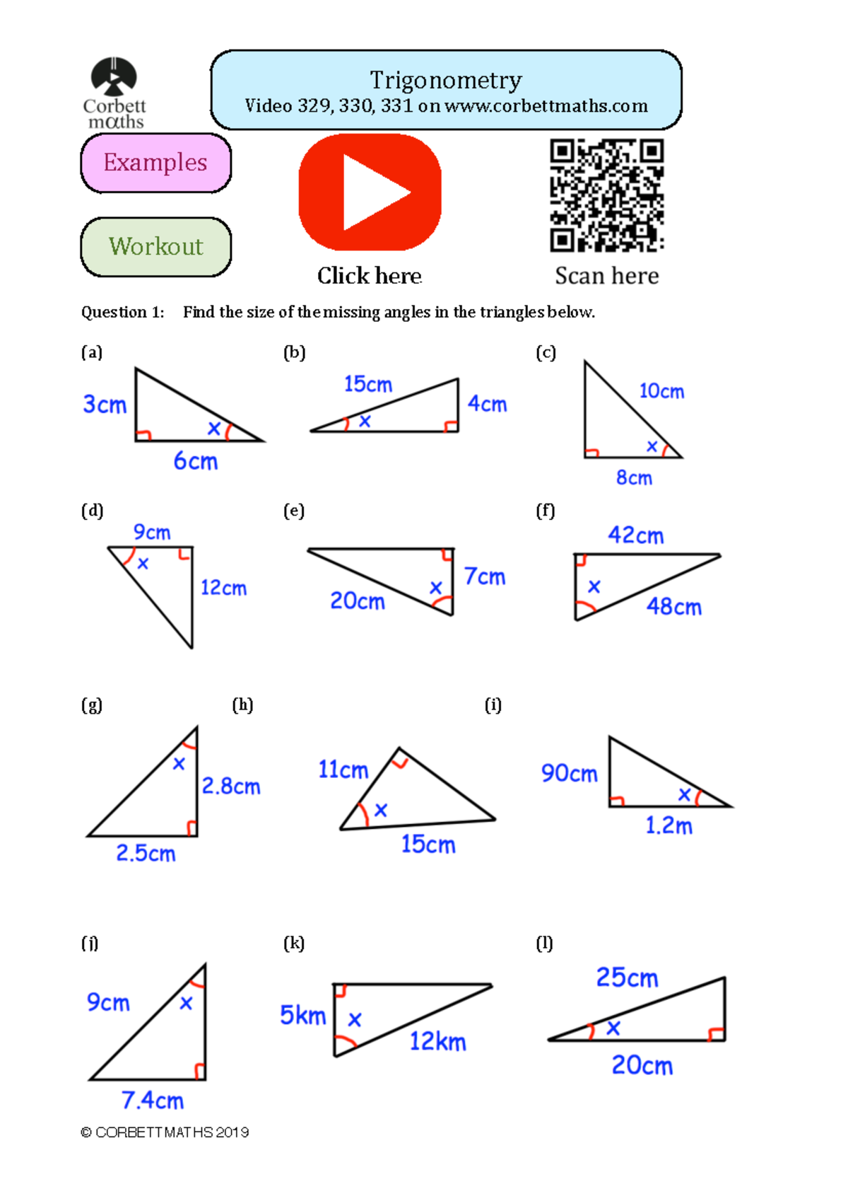 Trigonometry Exercises 329-331: Missing Angles & Side Lengths - Studocu