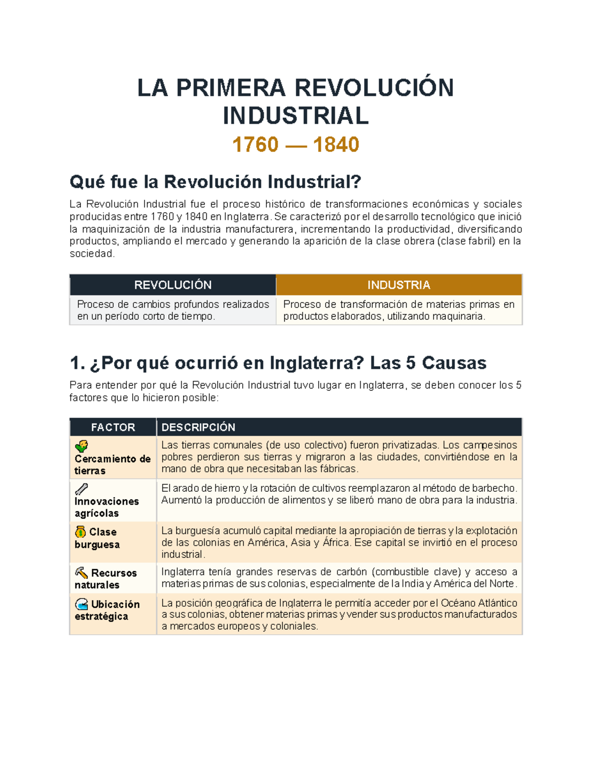 LA REVOLUCIÓN INDUSTRIAL (1760-1840): Transformaciones y Efectos - Studocu