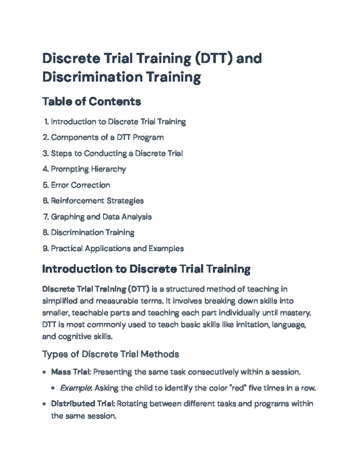 Discrete Trial Training and Discrimination Training Overview - Discrete ...