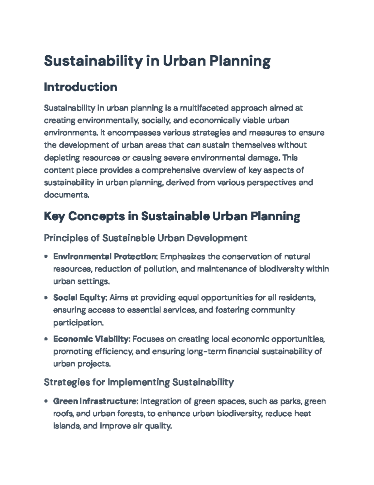 Sustainable Urban Planning Strategies & Case Studies (Course Code ...