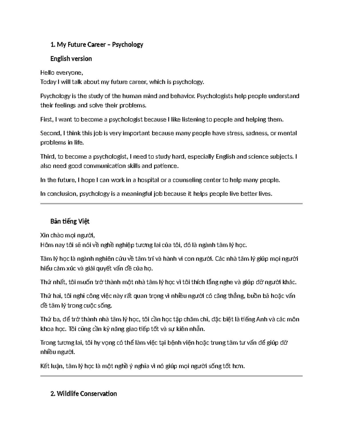 Psychology Career Aspirations: A Personal Reflection - Studocu