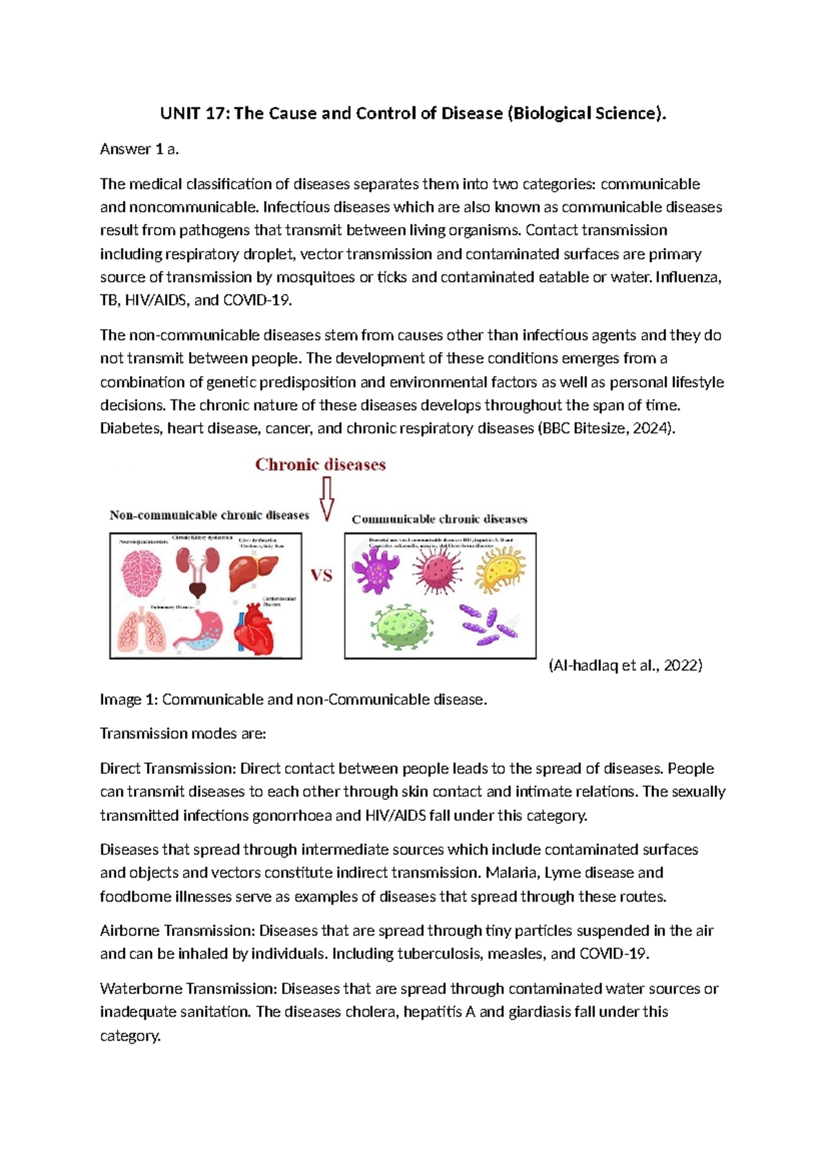 Unit 17: Understanding Disease Causes and Control Methods in Bio Sci ...
