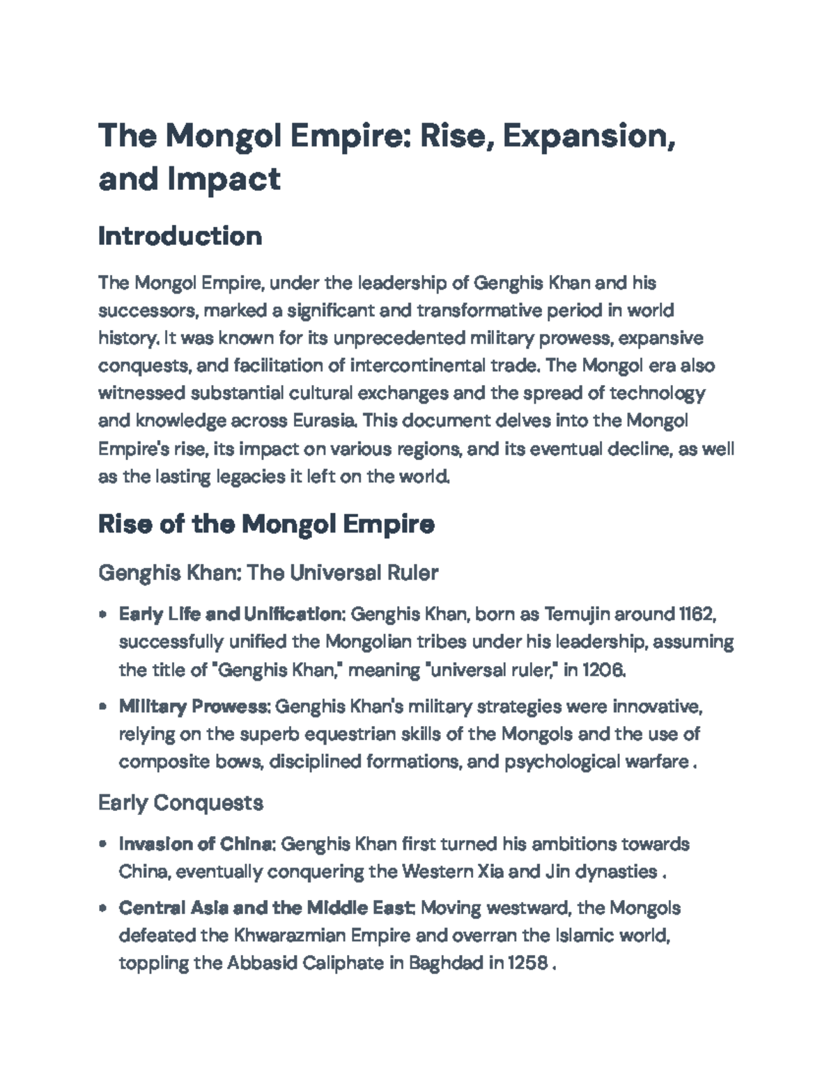 The Mongol Empire: Rise, Expansion, and Lasting Global Impact - The ...