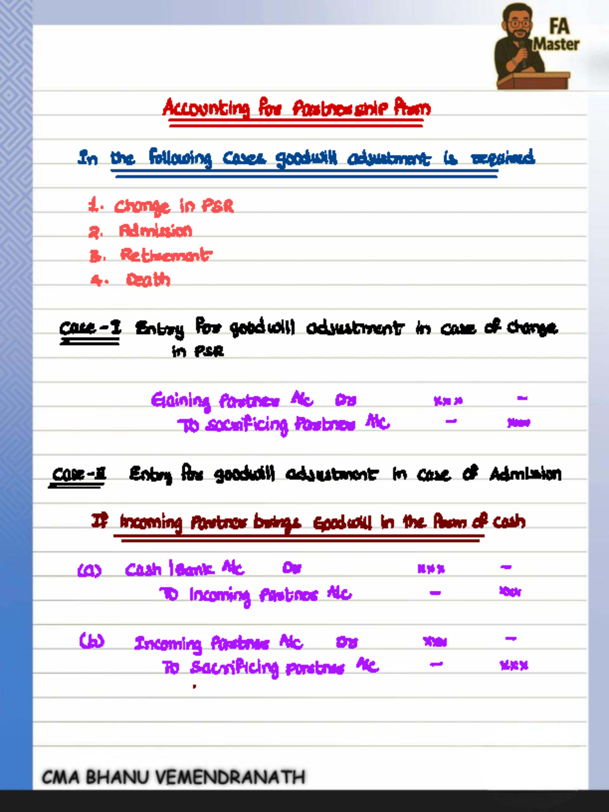 Accounting for Partnership Firms: Goodwill Adjustments & Capital ...