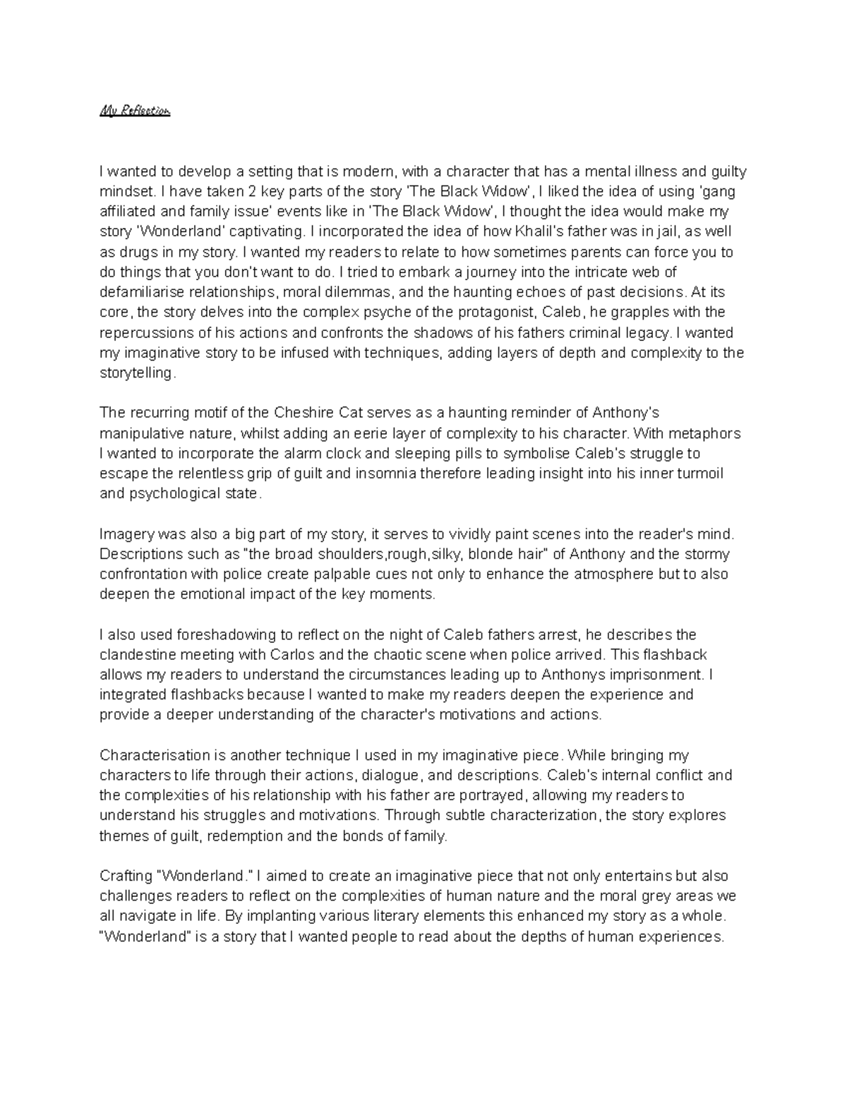 Reflection on Character Development and Themes in ENG 24 - Studocu