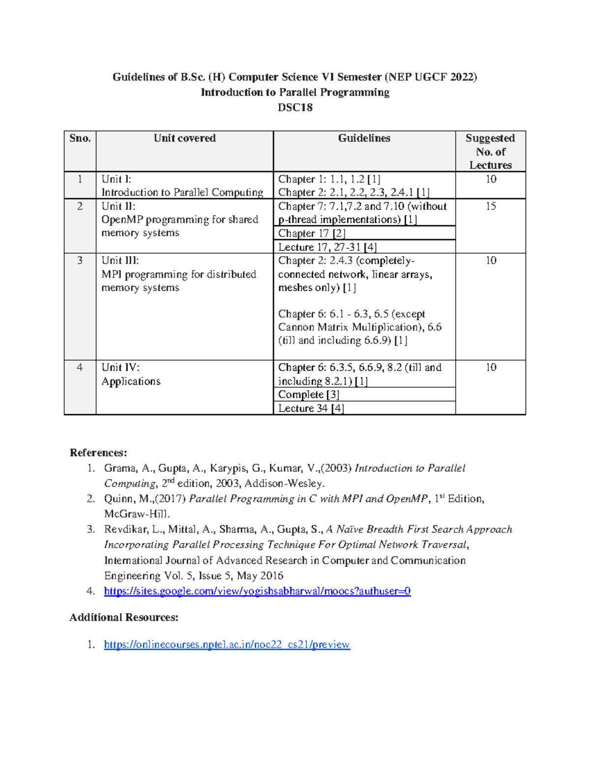 Guidelines Introduction To Parallel Programming - Guidelines of B. (H ...