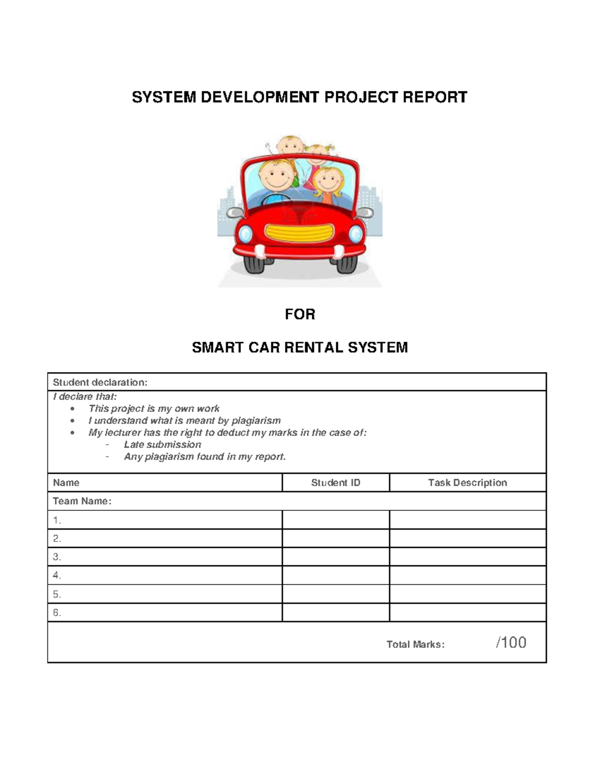 System Development Project Report: Smart Car Rental System (SAD 101 ...