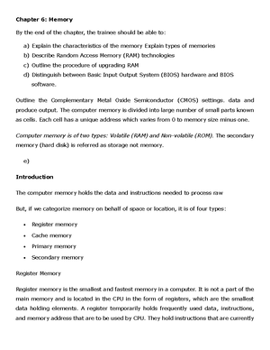 Chapter 3 - computer repair and maintenance notes - Chapter 3: Computer ...