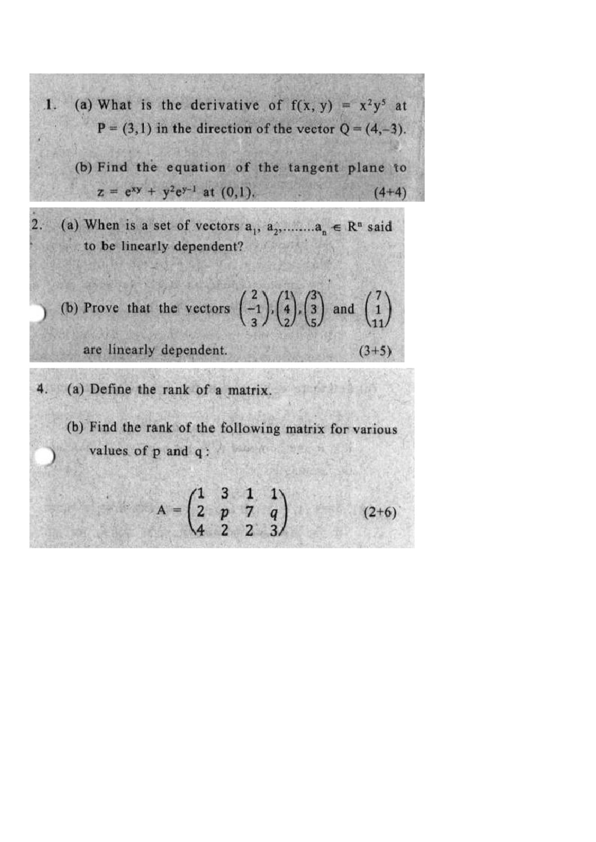 Imme PYQs for Advanced Calculus and Linear Algebra - Studocu