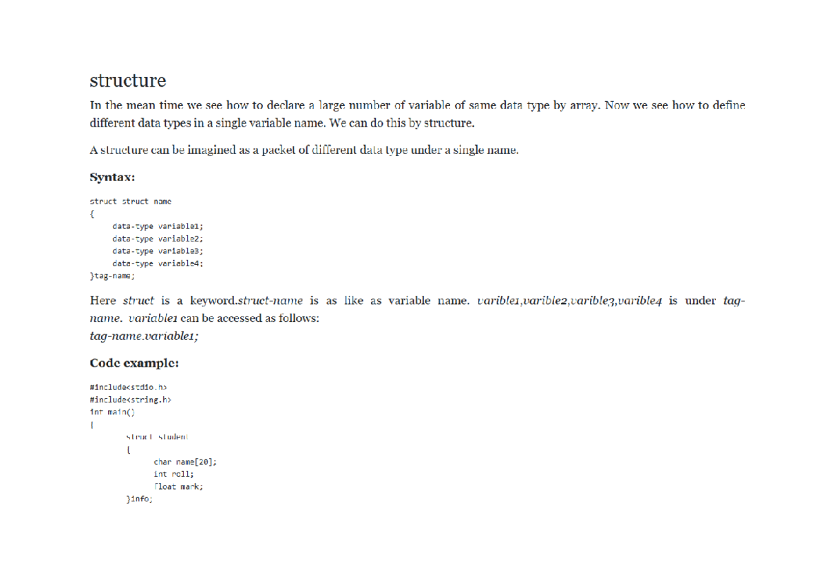 Differences Between Struct and Union in C Programming - Studocu
