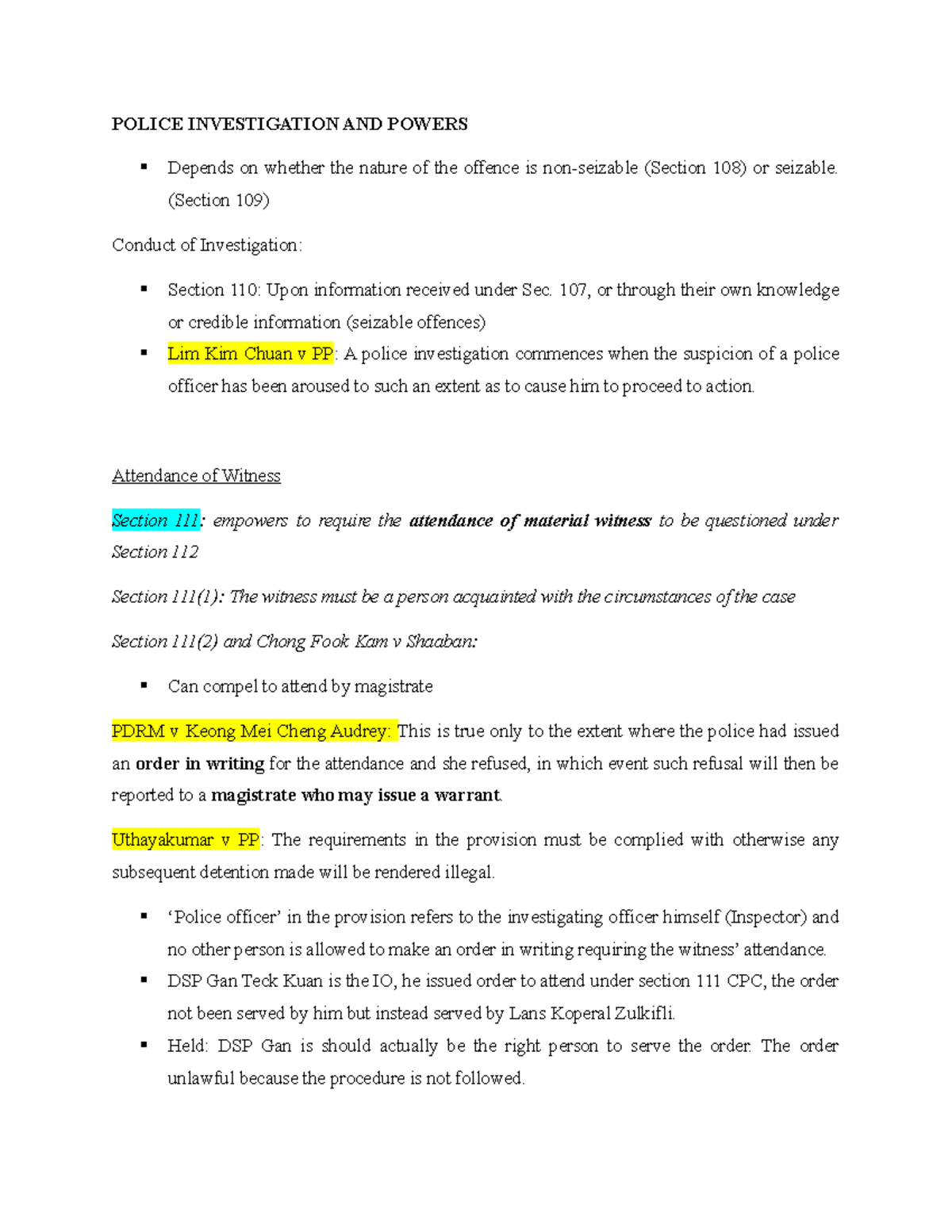 Police Investigation and Powers - POLICE INVESTIGATION AND POWERS ...