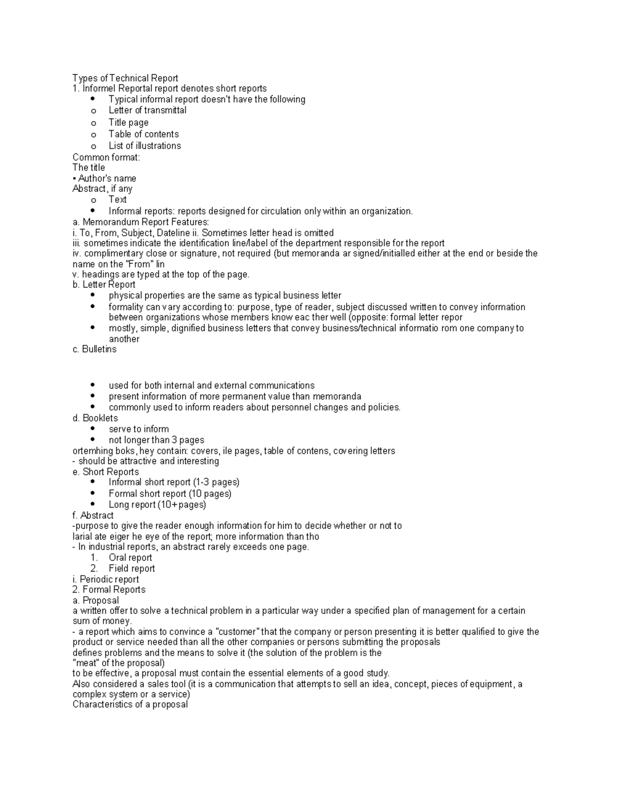 Types of Technical Reports: Informal & Formal Structures (Course Code ...