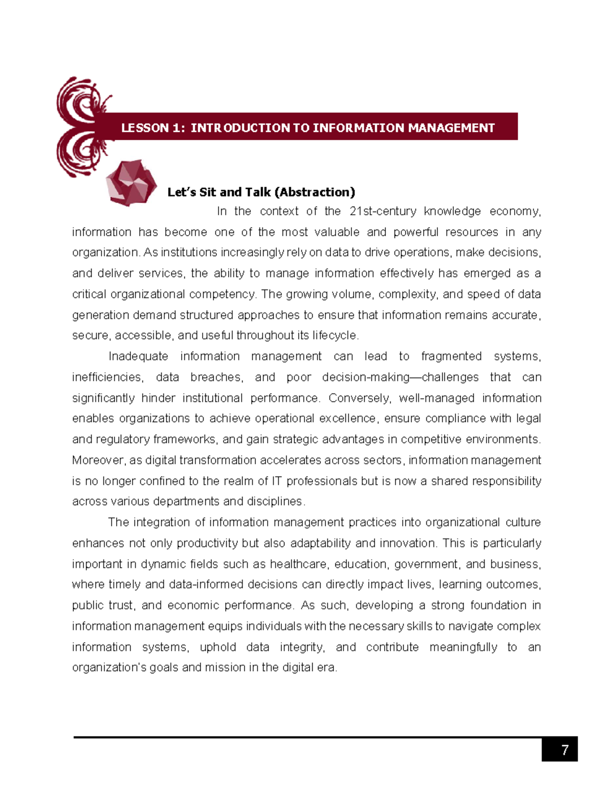 LESSON 1: INTRODUCTION TO INFORMATION MANAGEMENT - Studocu