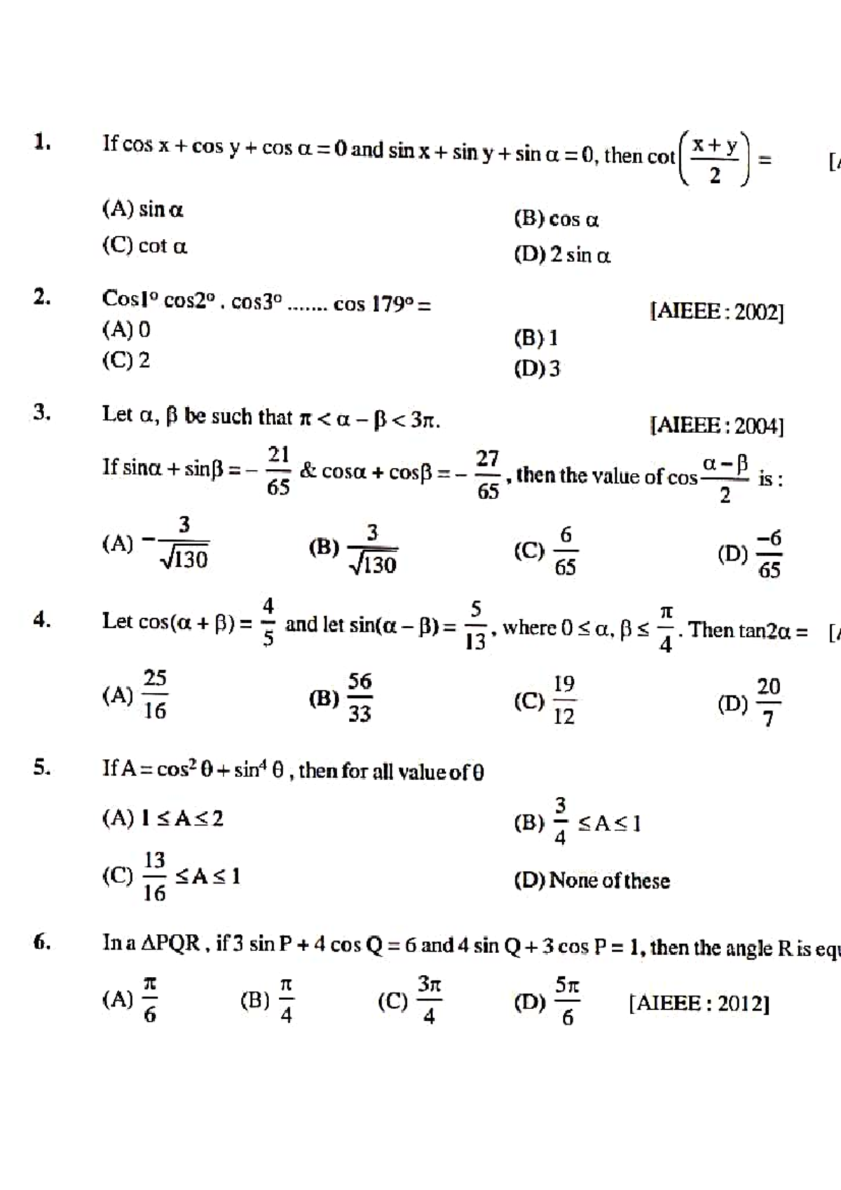 Worksheet - Practice Problems for Trigonometry (MATH 101) - Studocu