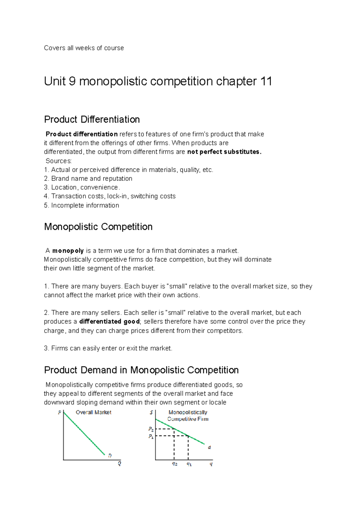 Econ Final Exam: Unit 9 Monopolistic Competition & Product ...