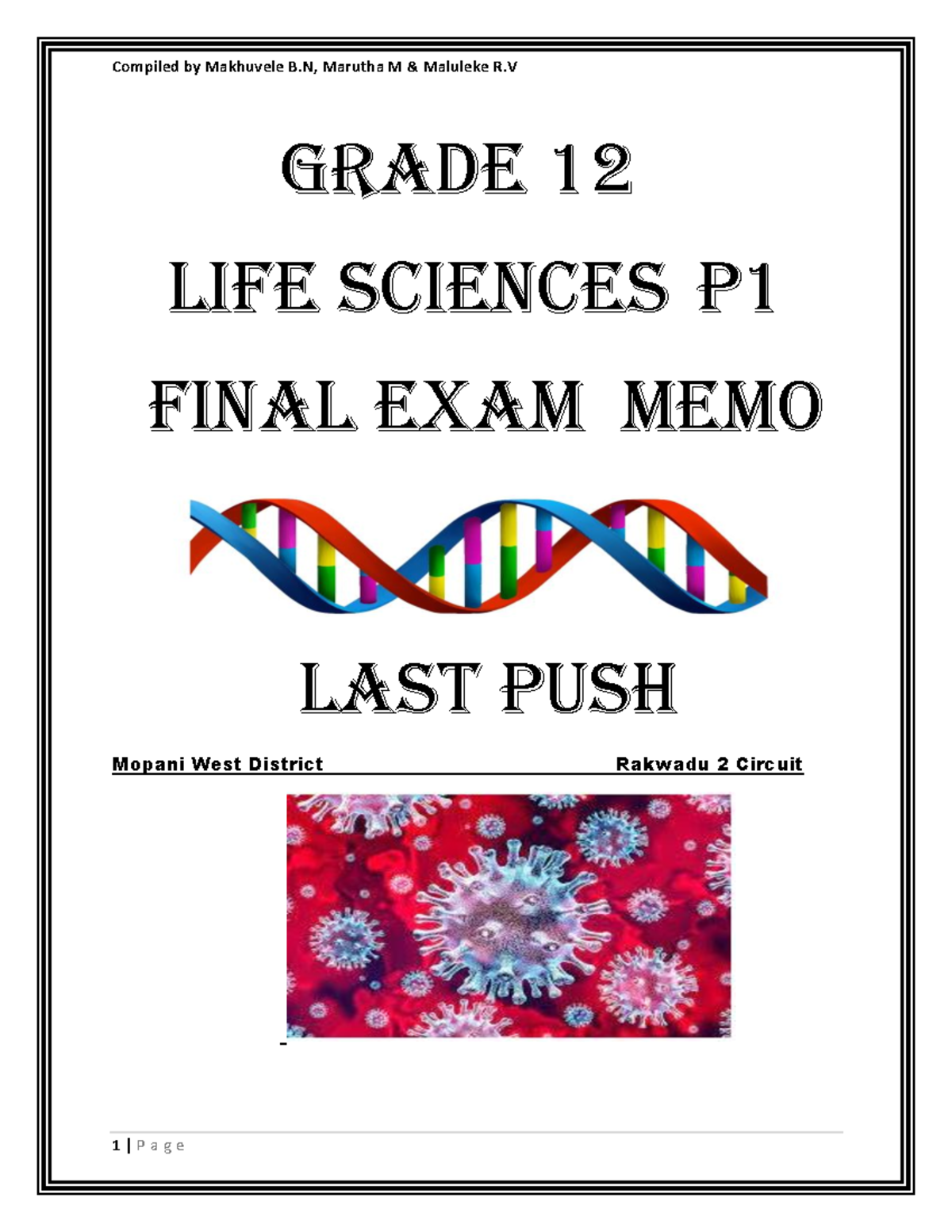 LIFE SCIENCES GRADE 12 P1 Final Exam Memo & Last Push Guide - Studocu