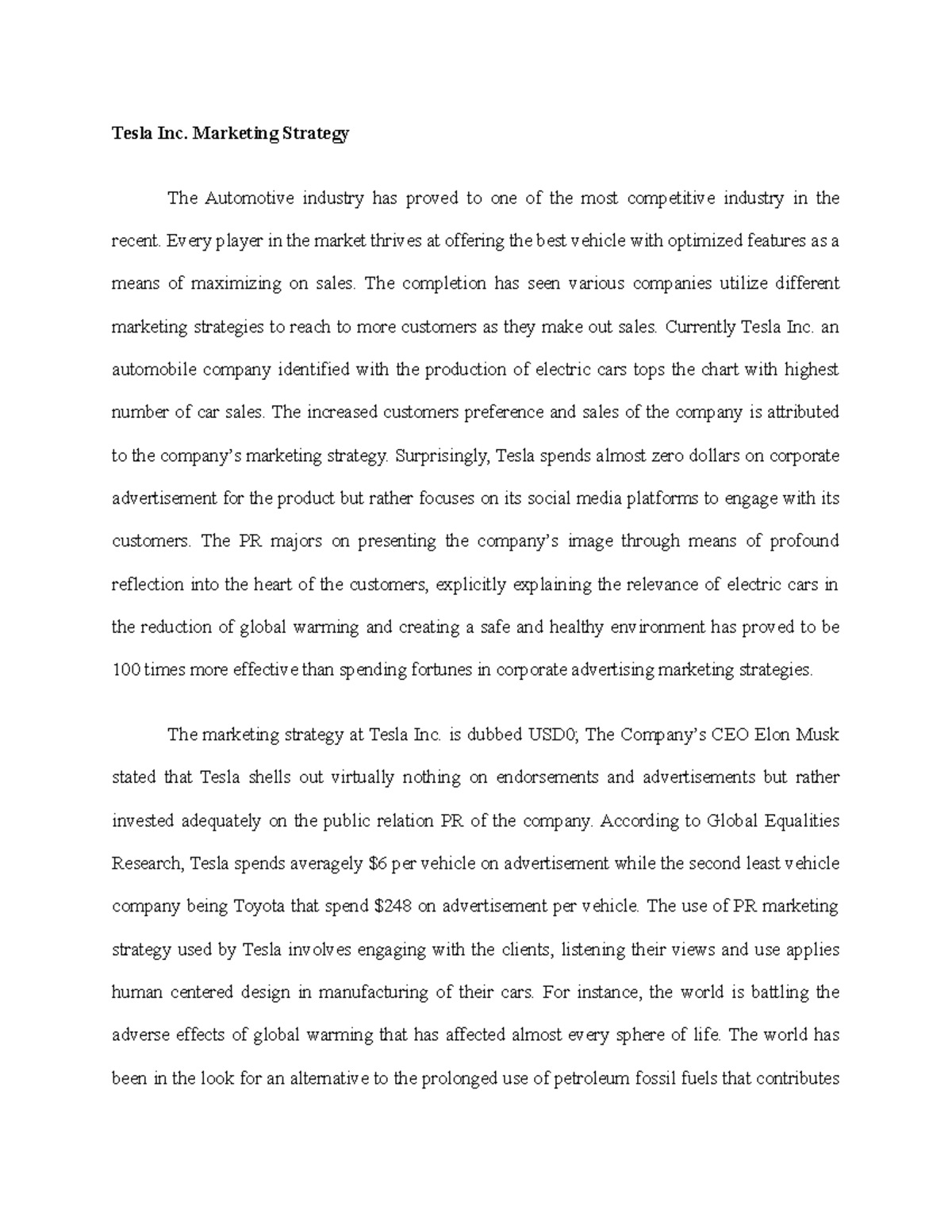 Tesla Inc. Feasibility study - Tesla Inc. Marketing Strategy The ...