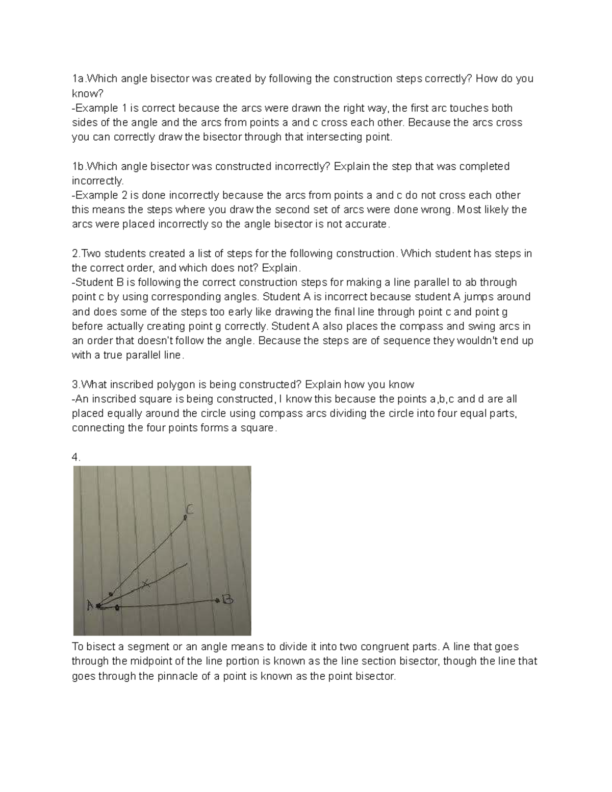 1.5 Geometry Assignment: Angle Bisectors and Inscribed Polygons - Studocu