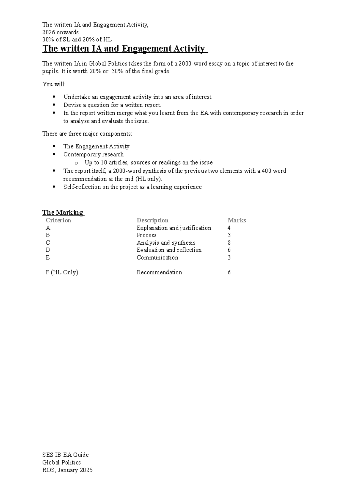 SES IB Global Politics Engagement Activity Guide (2026 Onwards) - Studocu