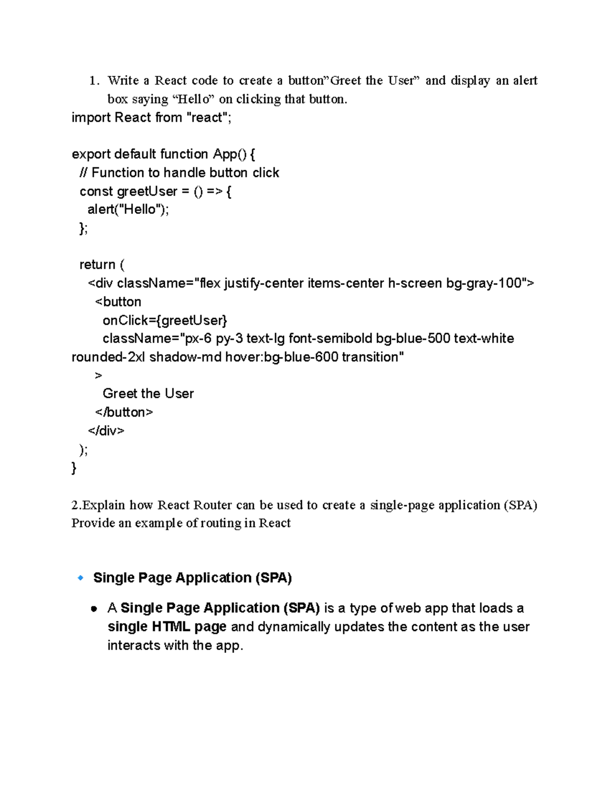 Wc Assi2 - React SPA, Hooks, and Node.js Concepts Explained - Studocu