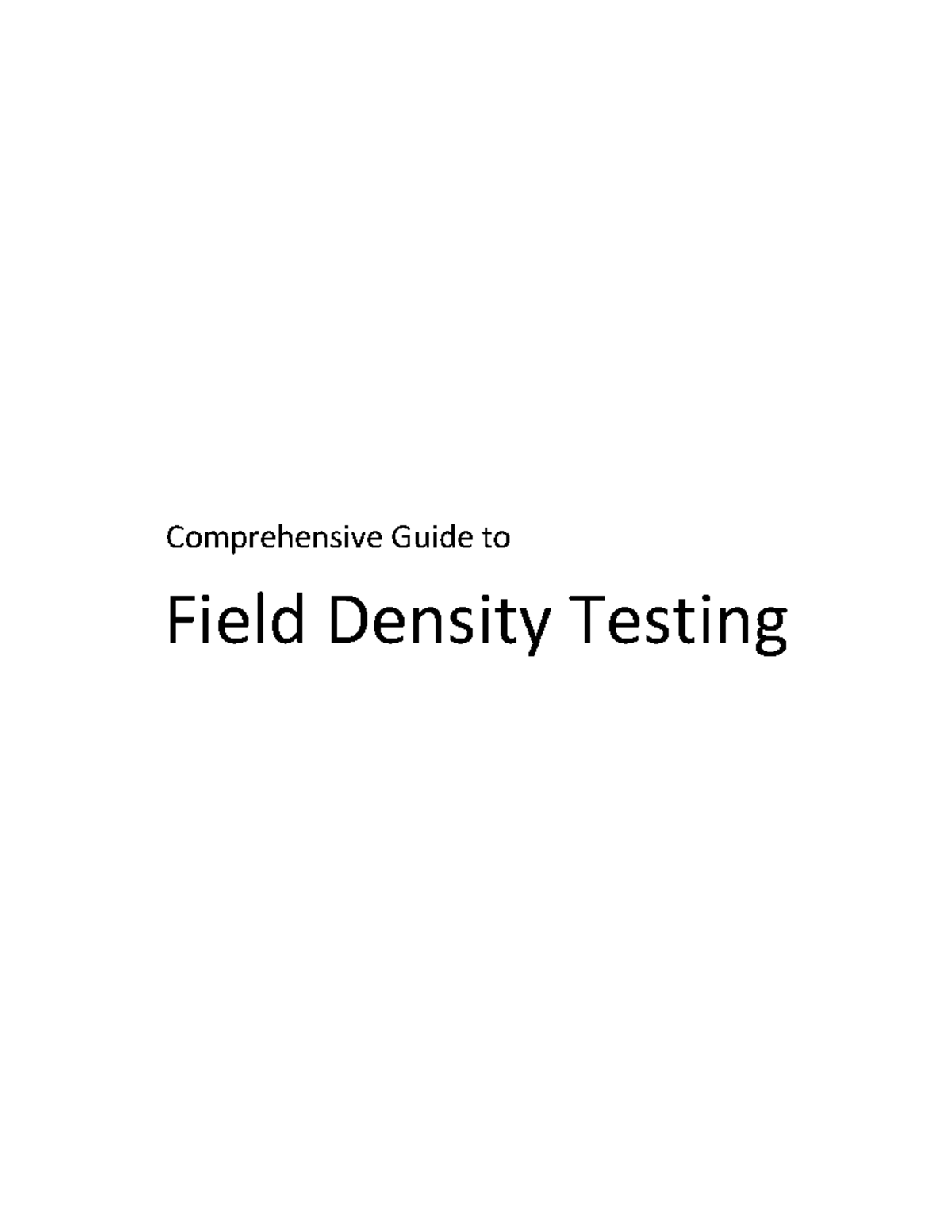 Comprehensive Guide to Field Density Testing (ENG 202) - Studocu