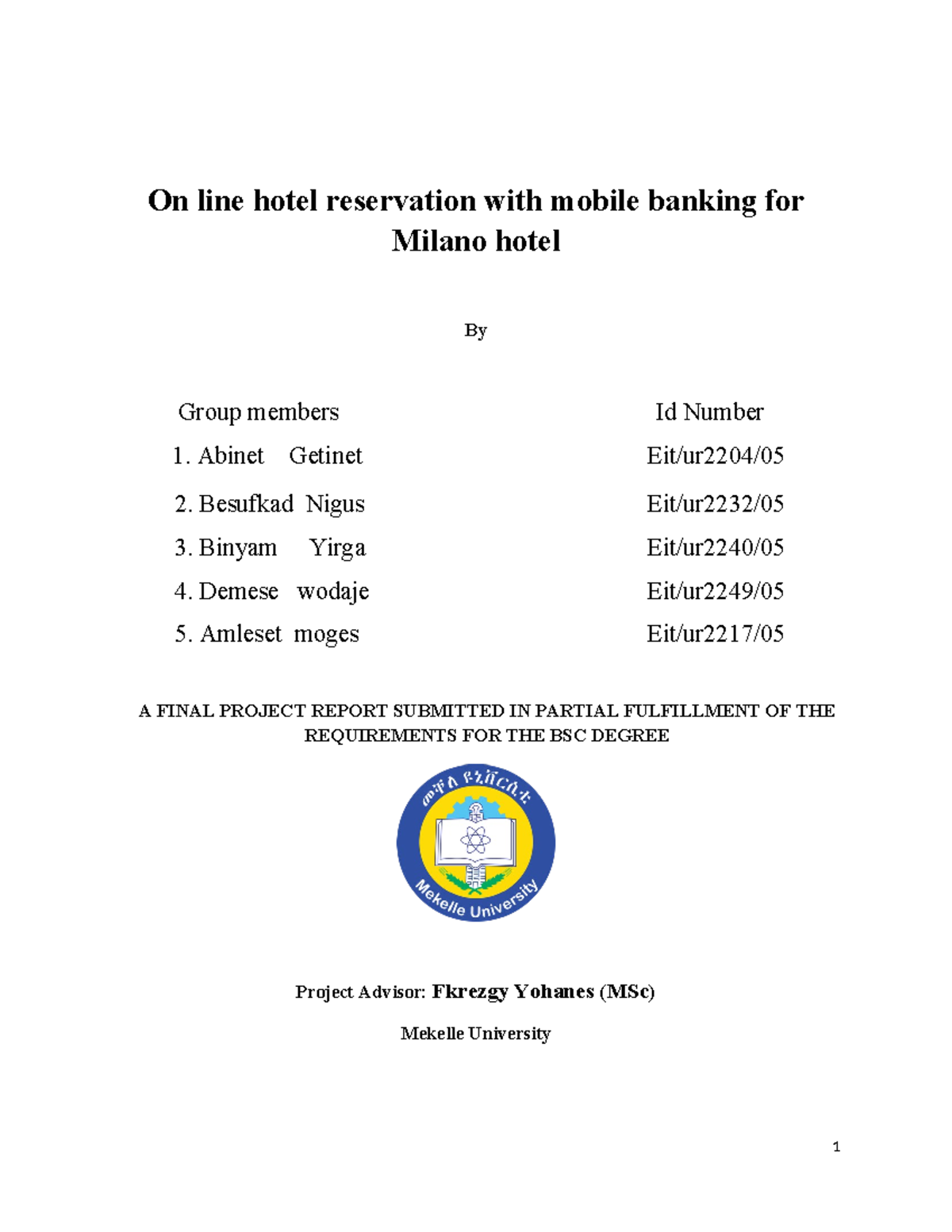Full editable - final year project documentation for hotel reservation ...