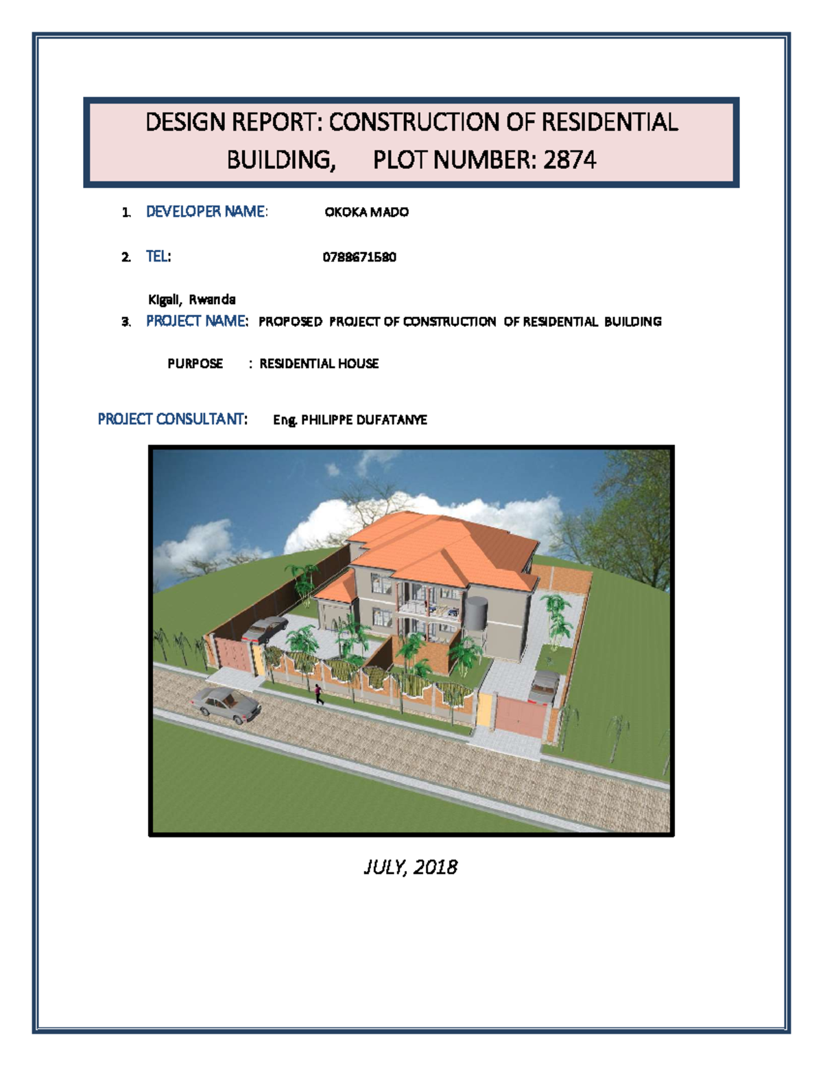 Design Report for Residential Building Project - Plot 2874, Rwanda ...