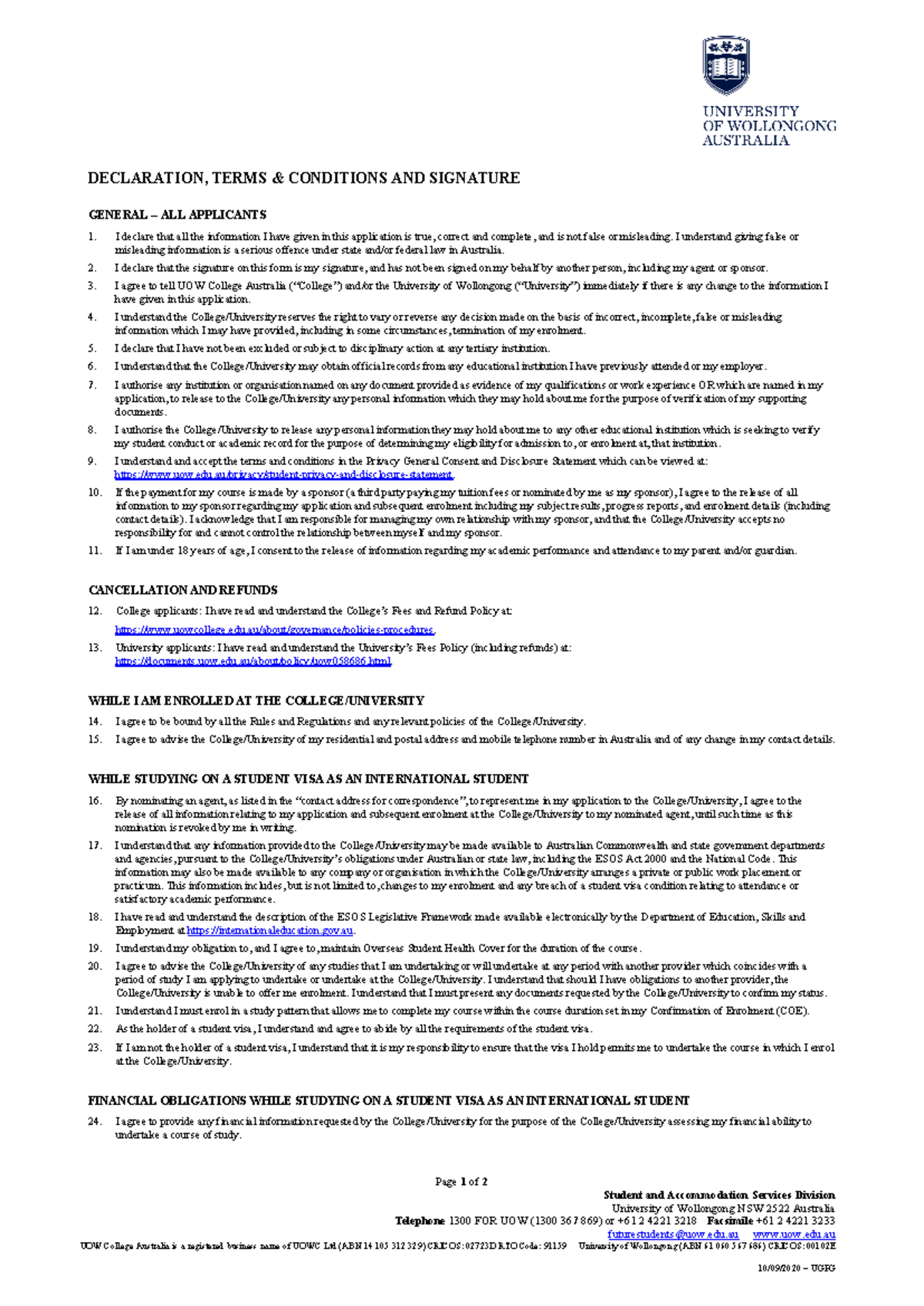 Declaration Blank - hhvhvh - Page 1 of 2 Student and Accommodation ...