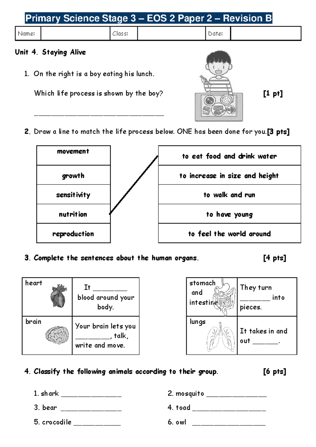 EOS2 - Science Revision Notes B Grade 2 (Stage 3) Paper 2-1 - Studocu