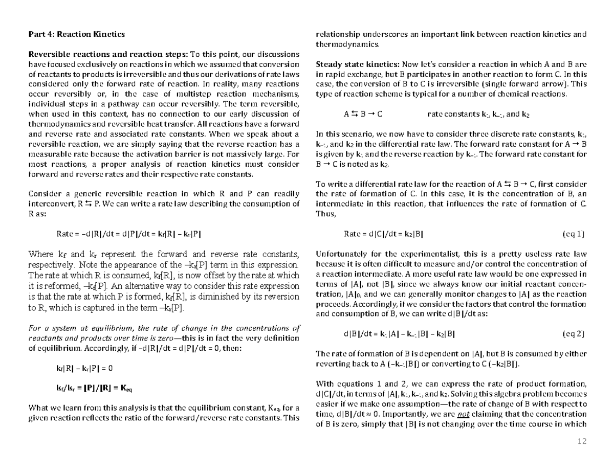 Kinetics and Mechanisms of Multistep Chemical Reactions - Part 4 ...