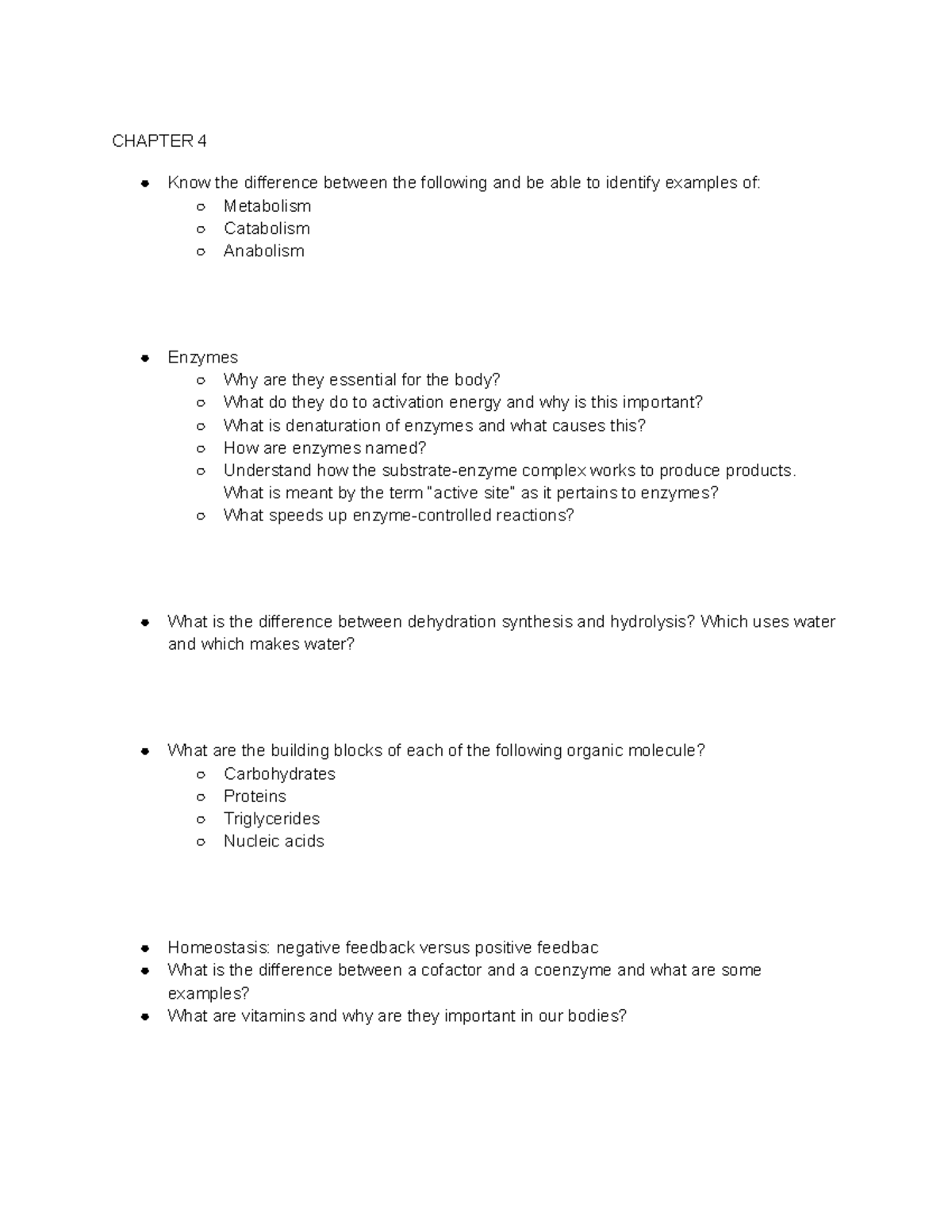 CH 4: Overview of Metabolism, Enzymes, and Genetic Code - Studocu