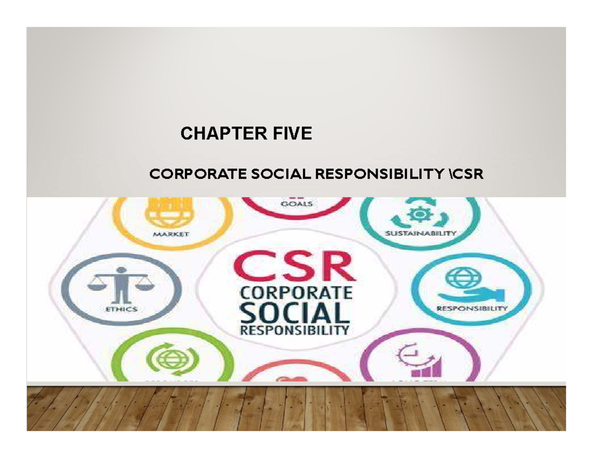 BE and CSR Chapter 5: Corporate Social Responsibility Insights - Studocu
