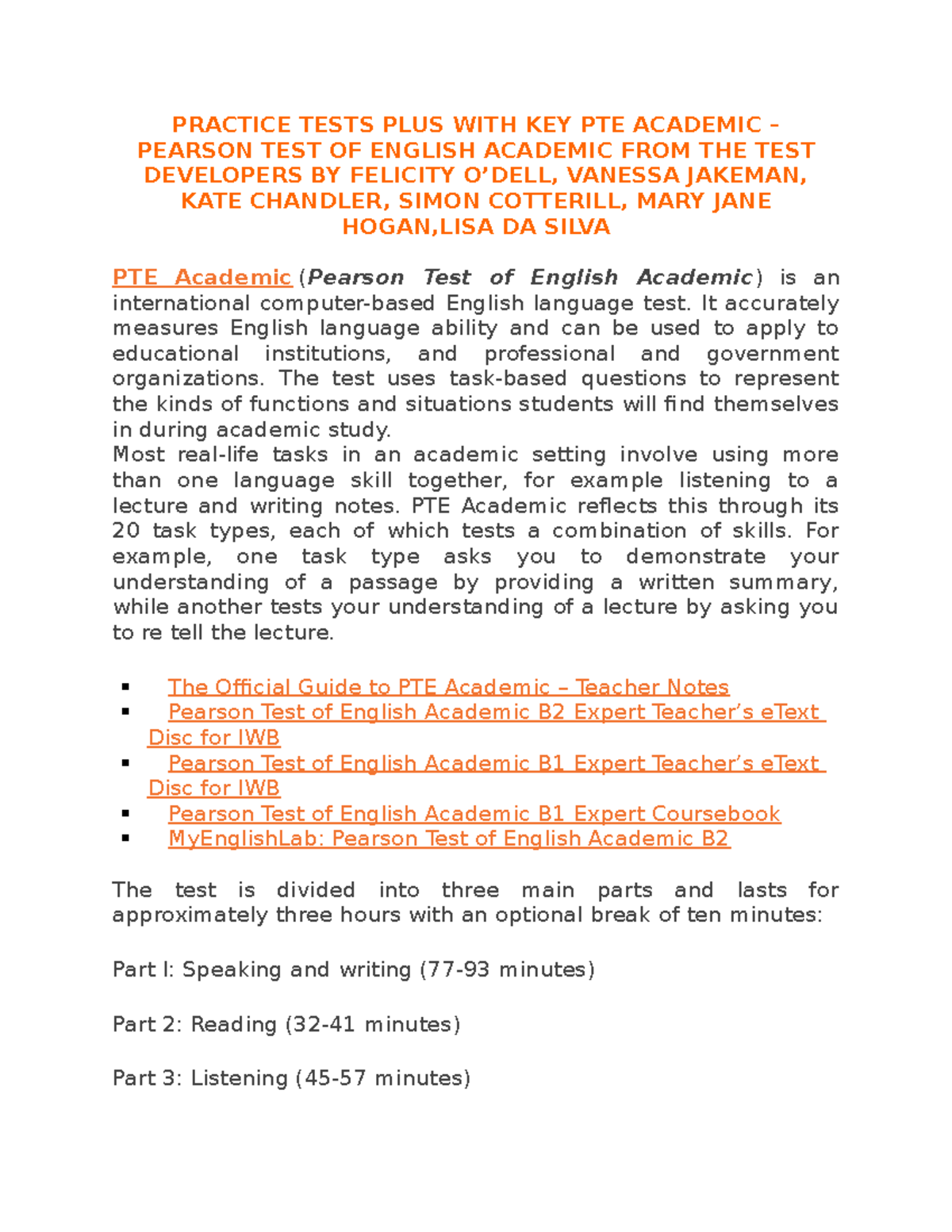 PTE ACADEMIC - Practice Tests Plus with Key Overview and Resources ...