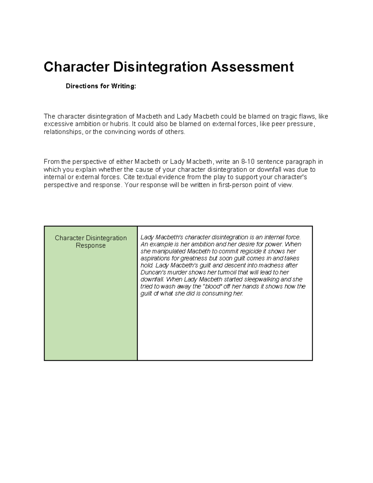 05.05 Character Disintegration in Macbeth: A Study of Internal Forces ...