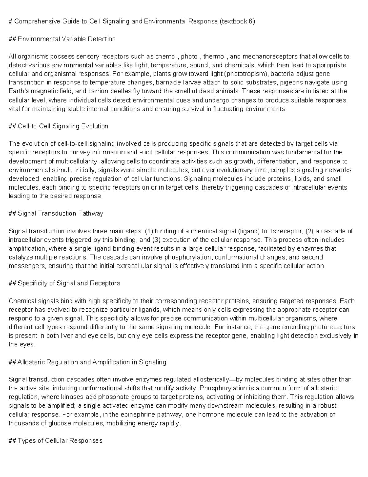 Comprehensive Overview of Signal Transduction Mechanisms (BIO 101 ...