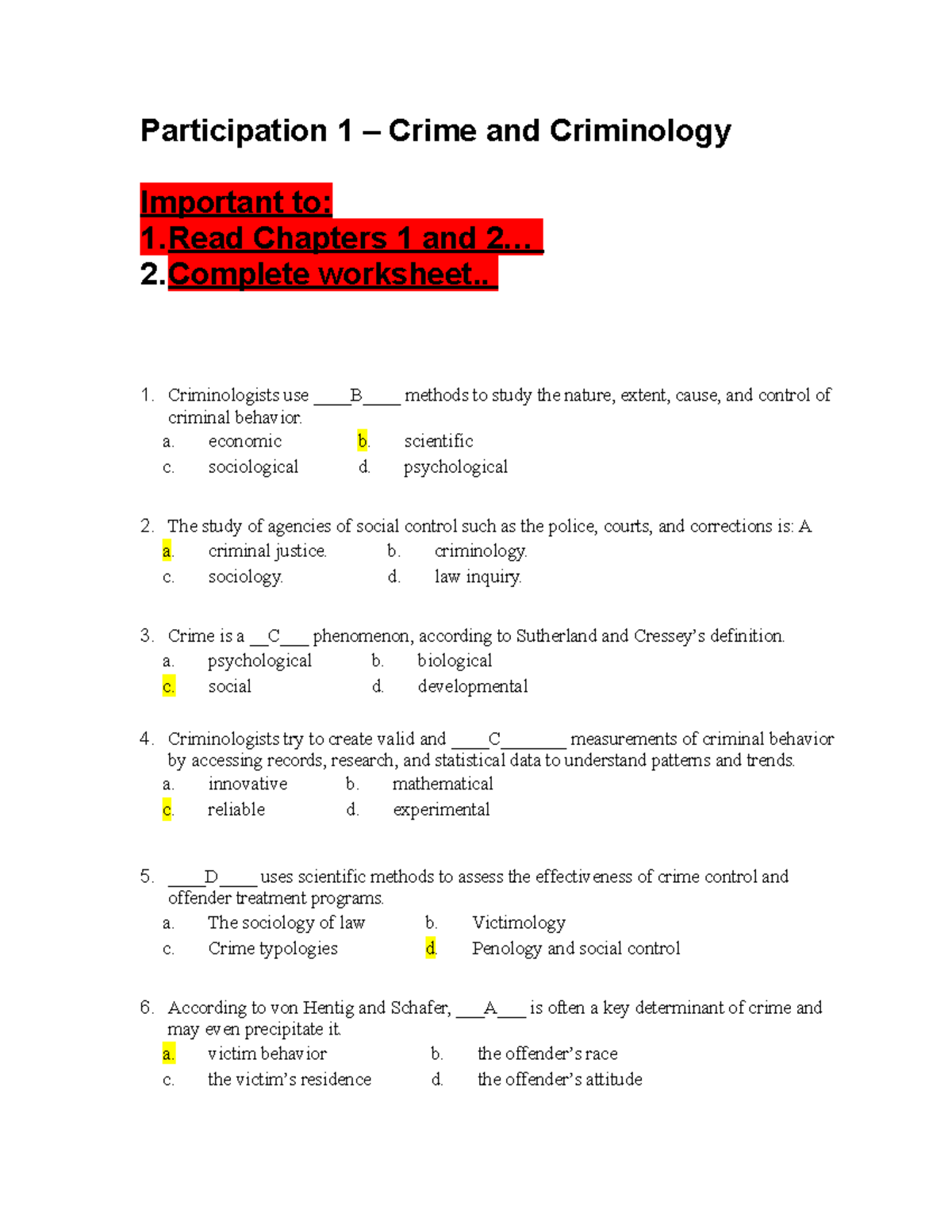 Crime and Criminology Quiz - Studocu