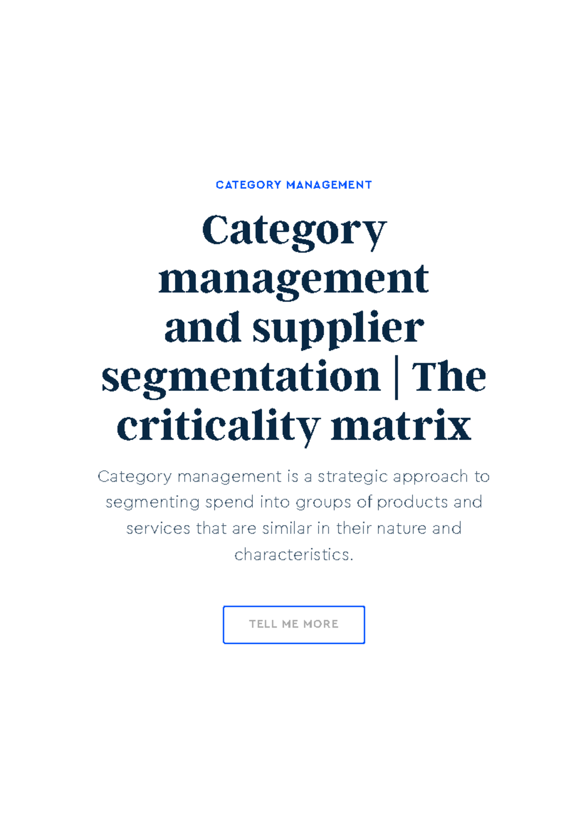 Category Management & Supplier Segmentation: The Criticality Matrix ...