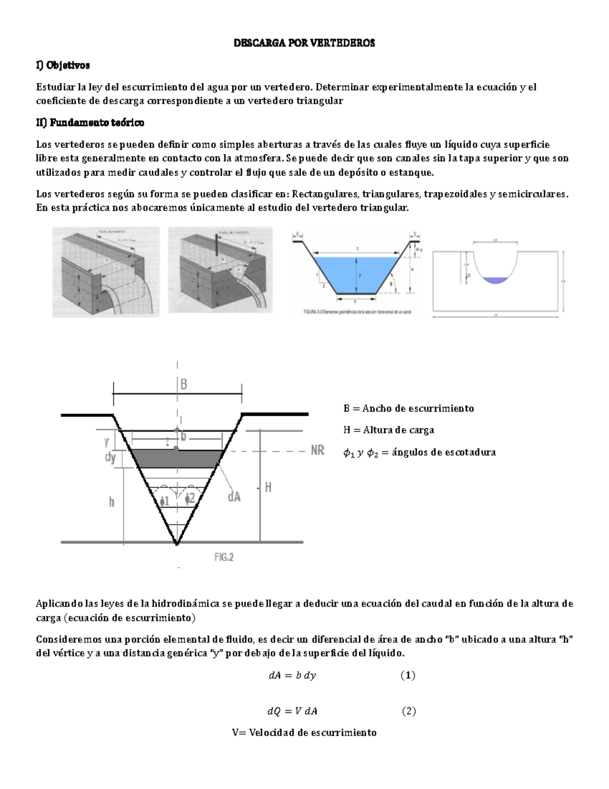Estudio de la Descarga en Vertederos Triangulares - FIS-102L - Studocu