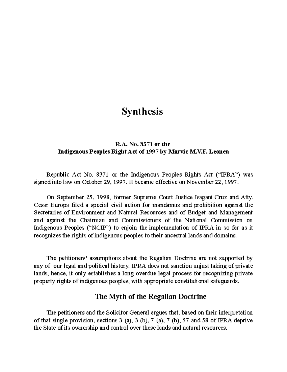 IPRA Overview: Understanding the Indigenous Peoples Rights Act - Studocu