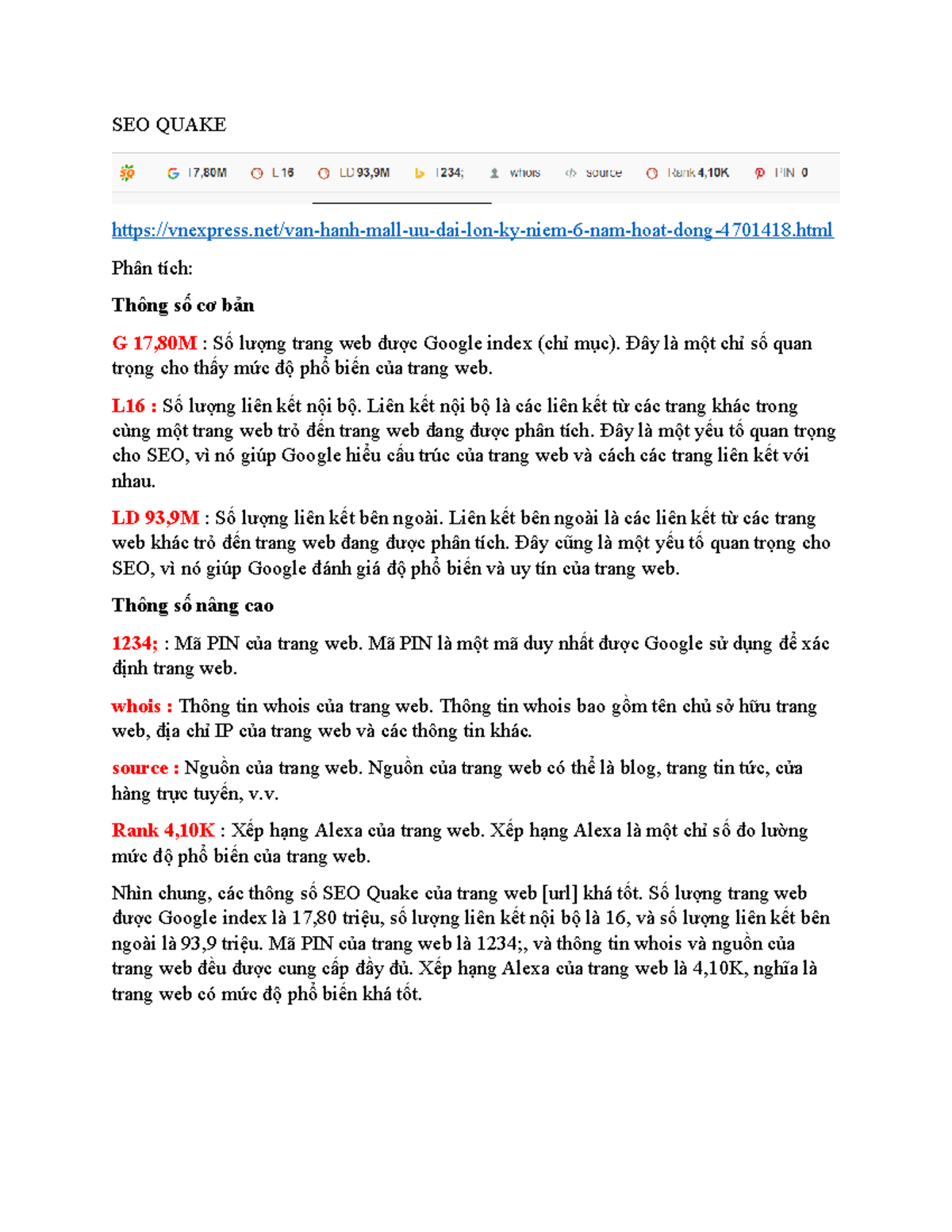 SEO Quake - Phân Tích Thông Số SEO Cơ Bản và Nâng Cao - Studocu