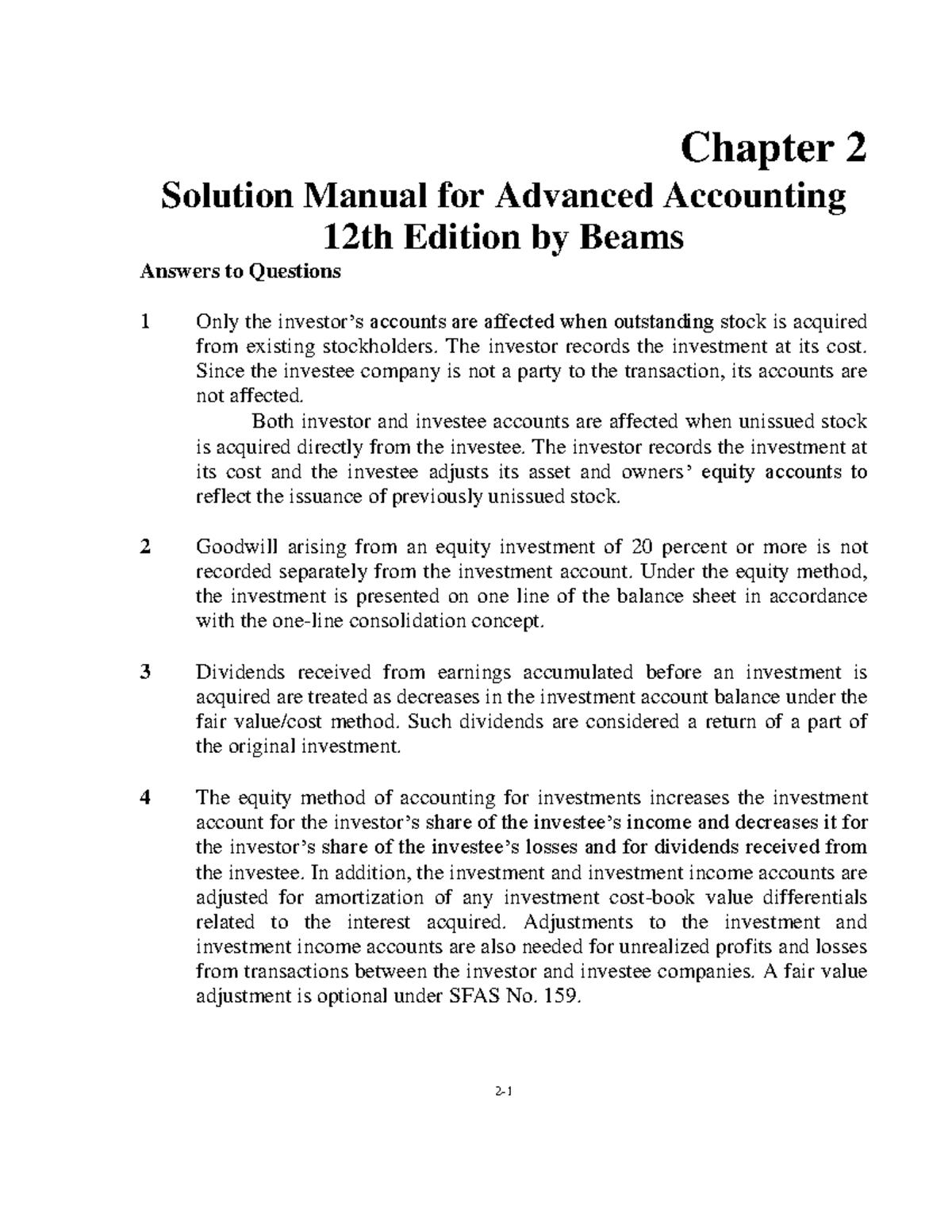 Beams Advanced Accounting 11th Edition Solutions - The Best Picture Of Beam