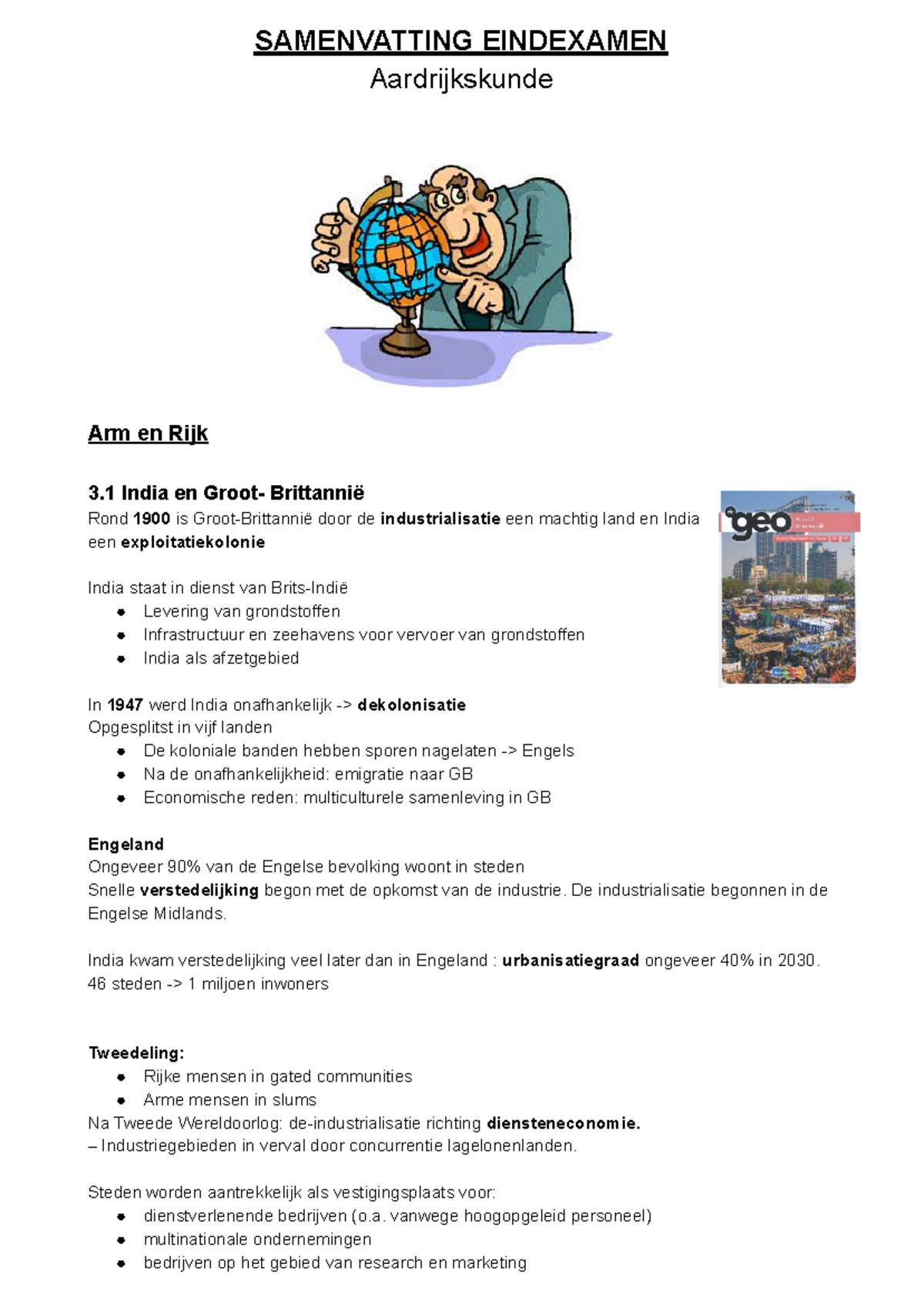 Samenvatting Aardrijkskunde: Stroomgebieden Rijn en Maas, Waterbeheer ...