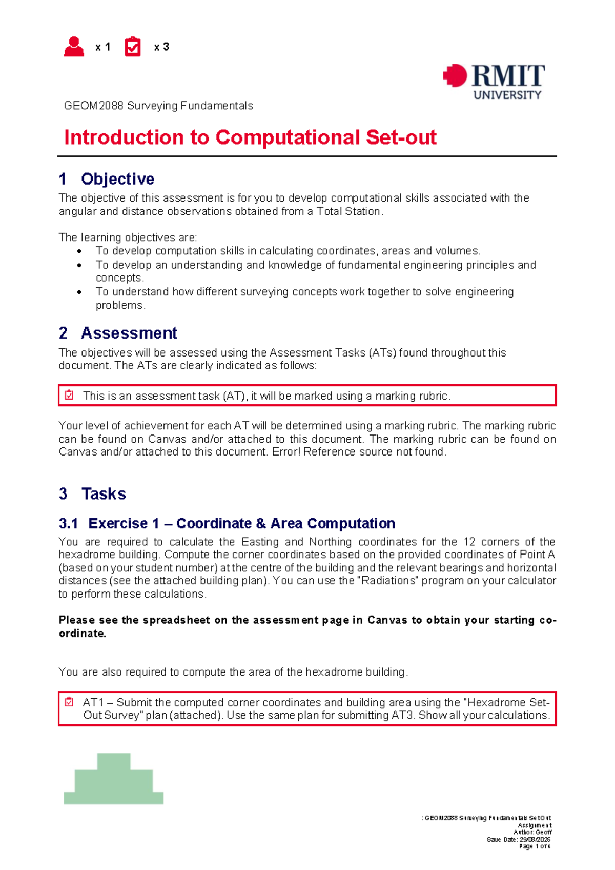 GEOM2088 Surveying Fundamentals Set Out Assignment Overview - Studocu