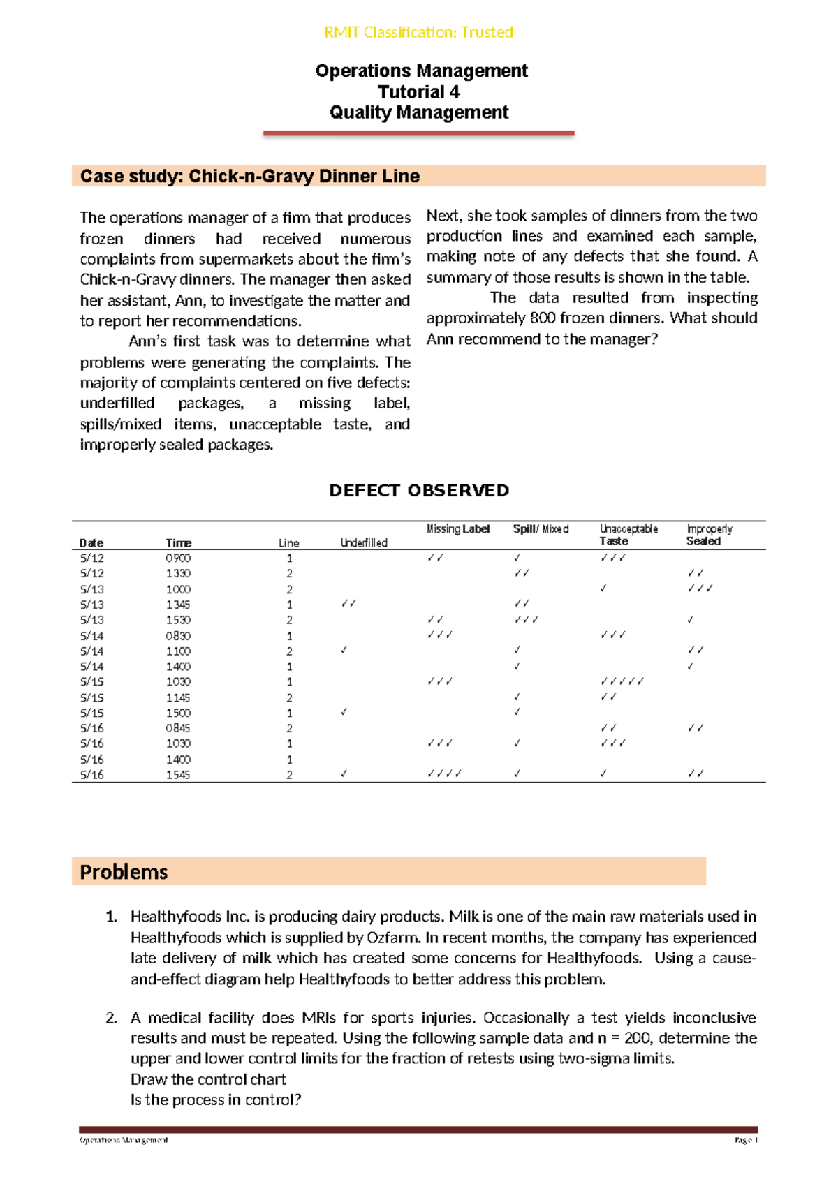 OMGT1039 Operations Management W4 - RMIT Classification: Trusted ...