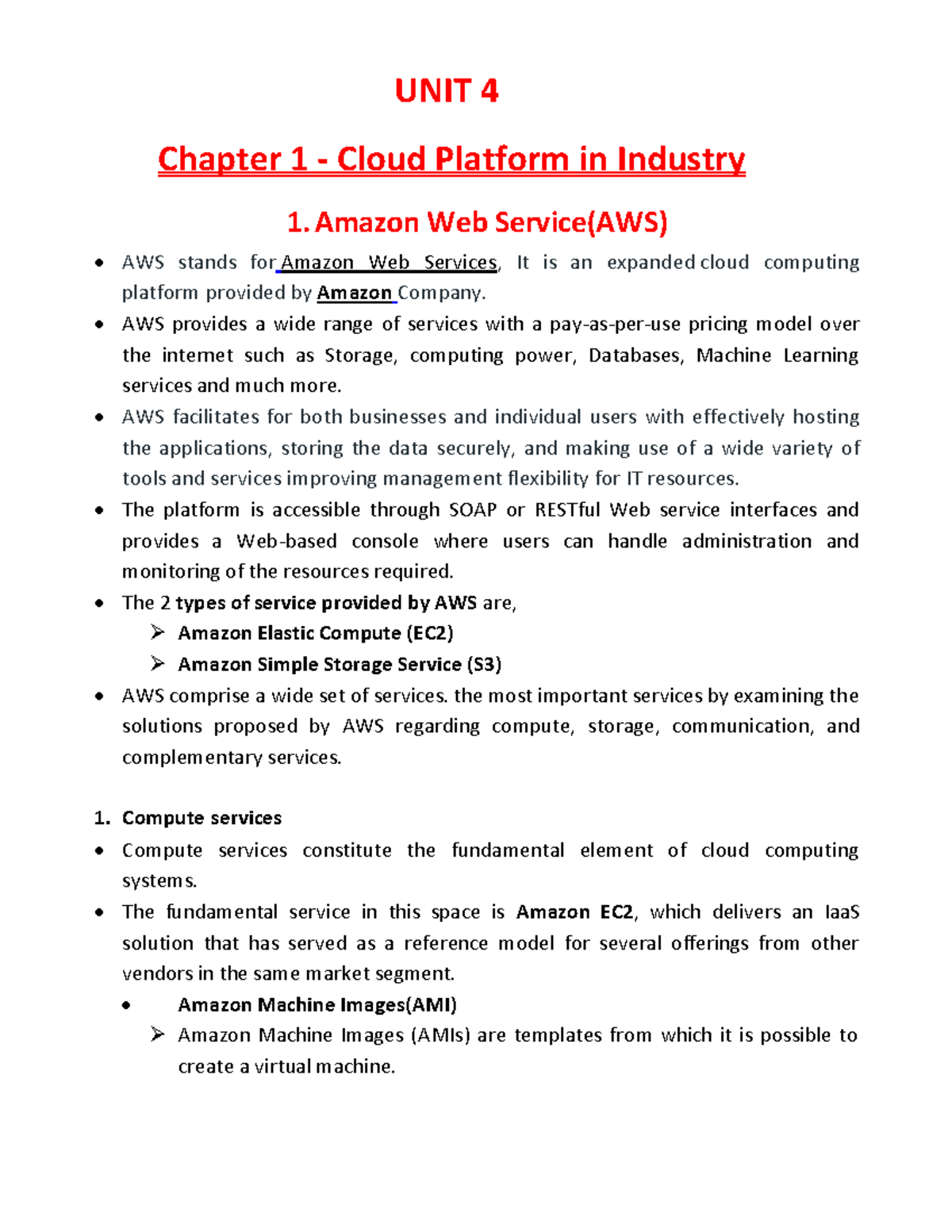 Cloud unit4 - CC NOTES - UNIT 4 Chapter 1 - Cloud Platform in Industry ...
