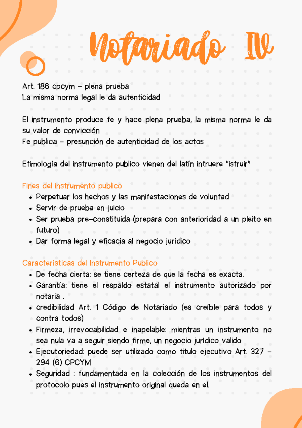 Derecho Notarial IV - Apuntes sobre el Instrumento Público - Studocu